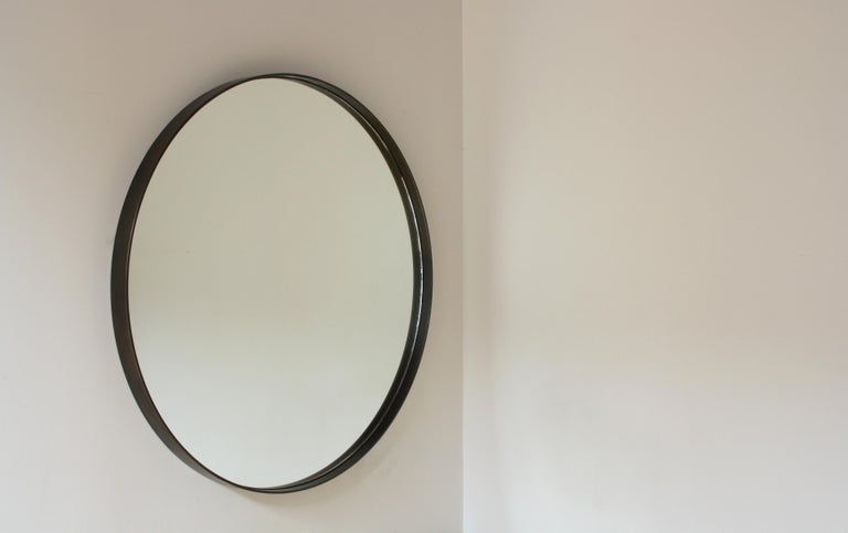 Minimalist Metal Framed Round Mirror in Blackened Steel Handmade by ...