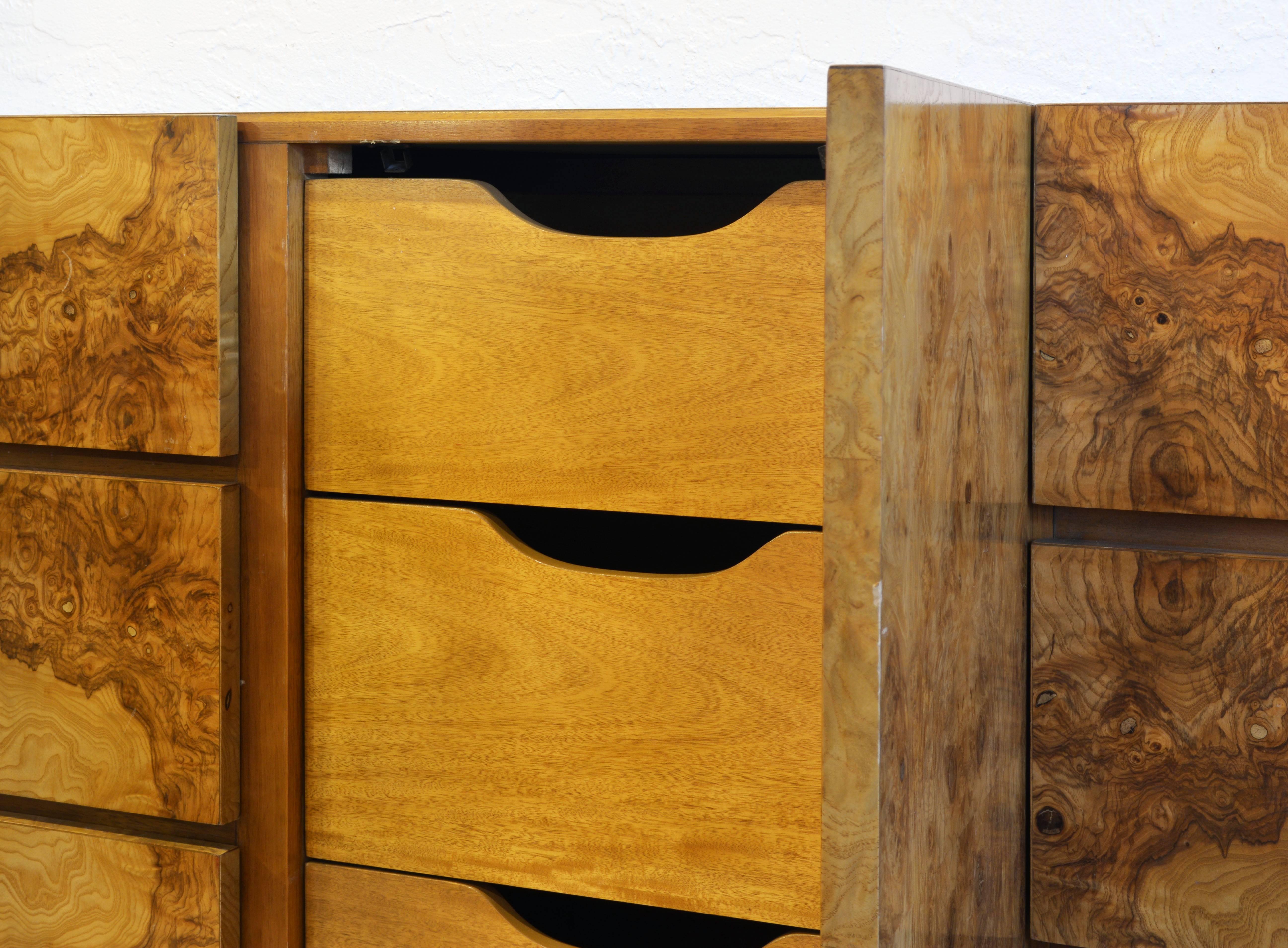 Minimalist Mid-Century Modern Burled Wood Dresser by Roland Carter for ...