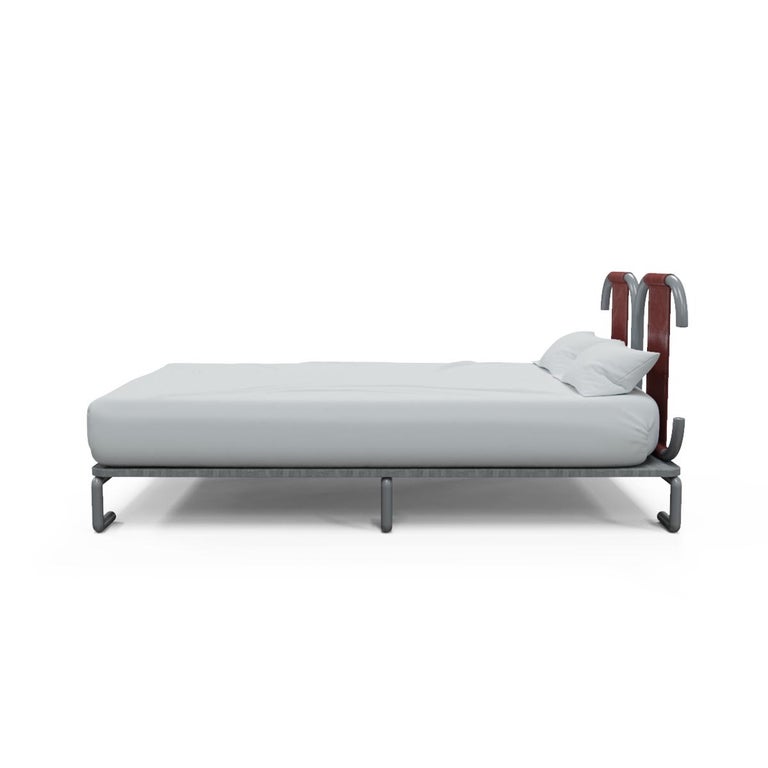 Minimalist Queen Size Bed with Leather Frame and Solid Wood For Sale at ...