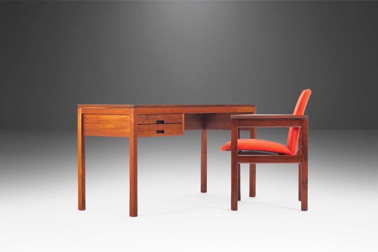 Minimalist Mid-Century Modern Writing Desk in Walnut in the Manner of ...