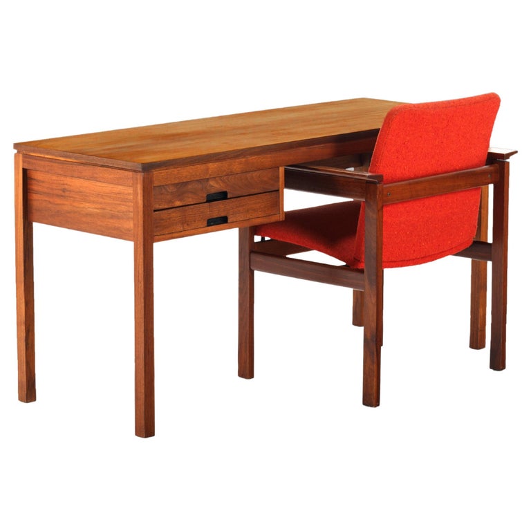 Minimalist Mid-Century Modern Writing Desk in Walnut in the Manner of ...