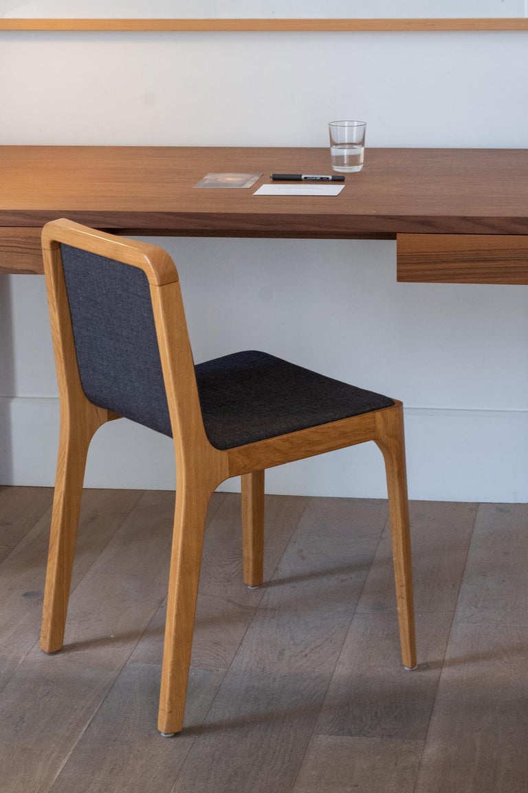 Minimalist Modern Chair in Oak Wood Fabric Upholstery For Sale at 1stDibs
