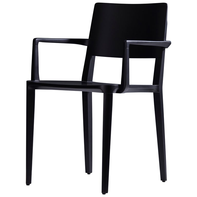 Minimalist Modern Chair in Solid Wood Black Finish with Arms For Sale ...