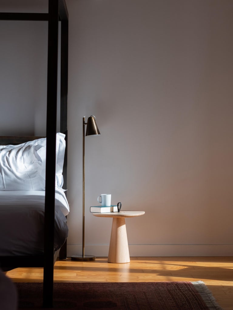 Minimalist Modern Side Table in Ash and Black Leather Strap For Sale at ...