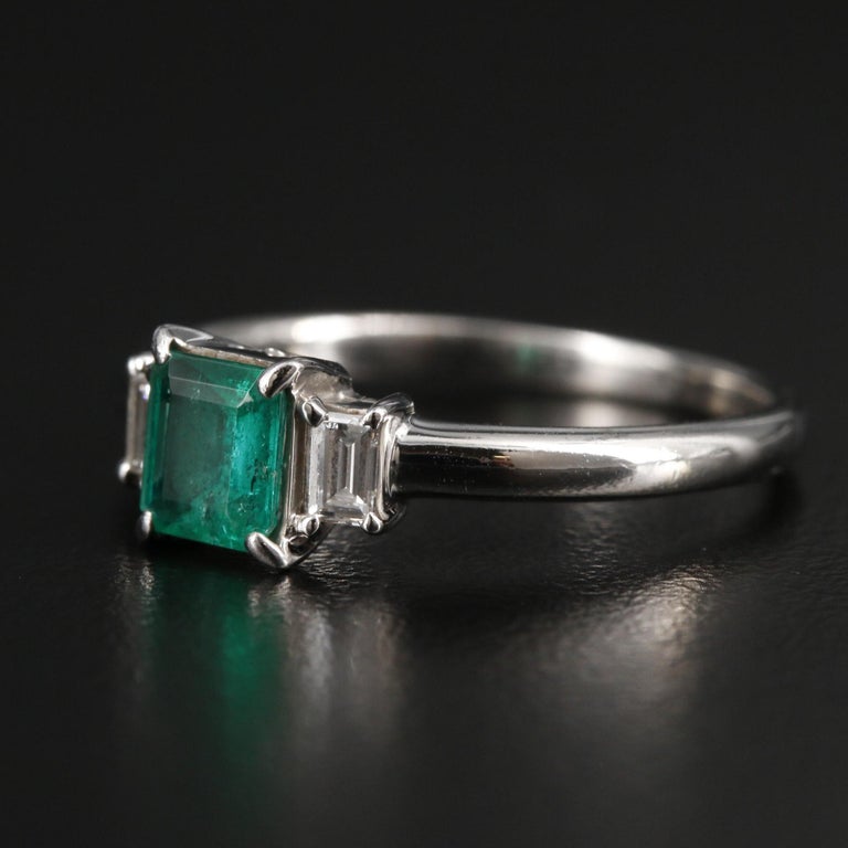 Customizable Minimalist Natural Emerald Cut Emerald Diamond Engagement