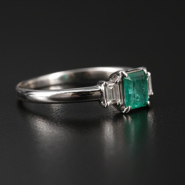Customizable Minimalist Natural Emerald Cut Emerald Diamond Engagement ...
