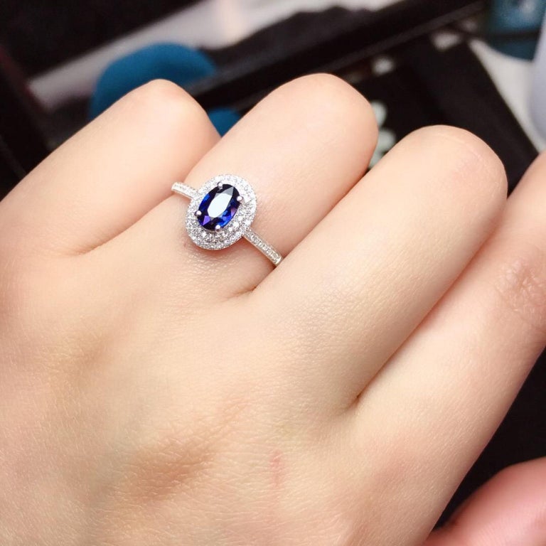 Customizable Minimalist Natural Sapphire and Diamond Wedding Ring For ...