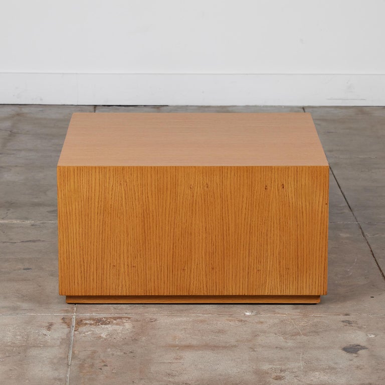 Minimalist Oak Cube Table Pedestal For Sale at 1stDibs