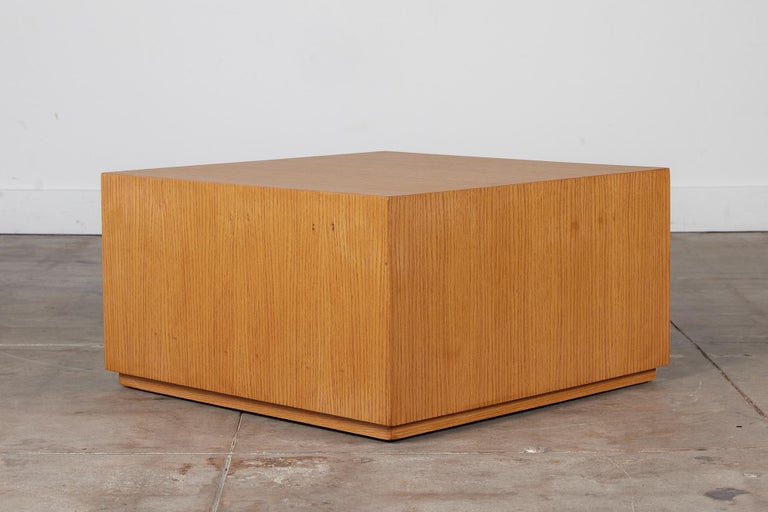 Minimalist Oak Cube Table Pedestal For Sale at 1stDibs