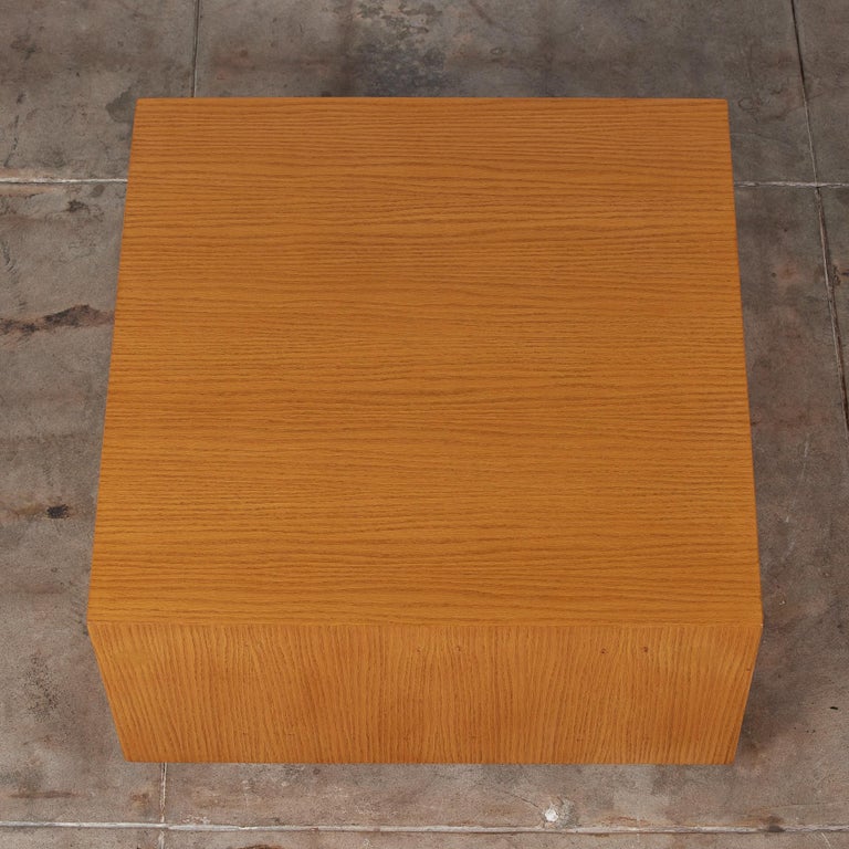 Minimalist Oak Cube Table Pedestal For Sale at 1stDibs