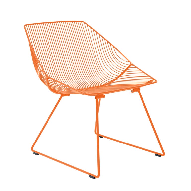 Minimalist Outdoor Wire Lounge Chair, the Bunny Lounge in Orange For ...