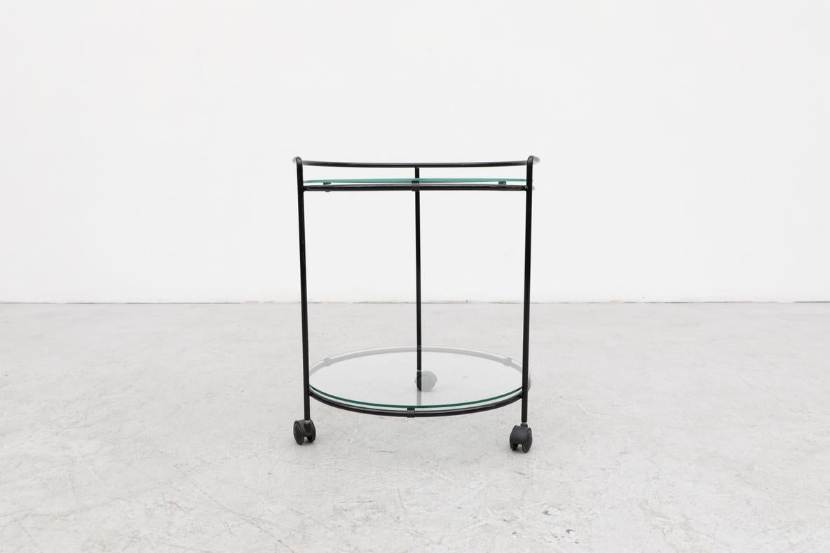 Minimalist Rolling Round Two Tiered Bar Cart with Glass Shelves For ...
