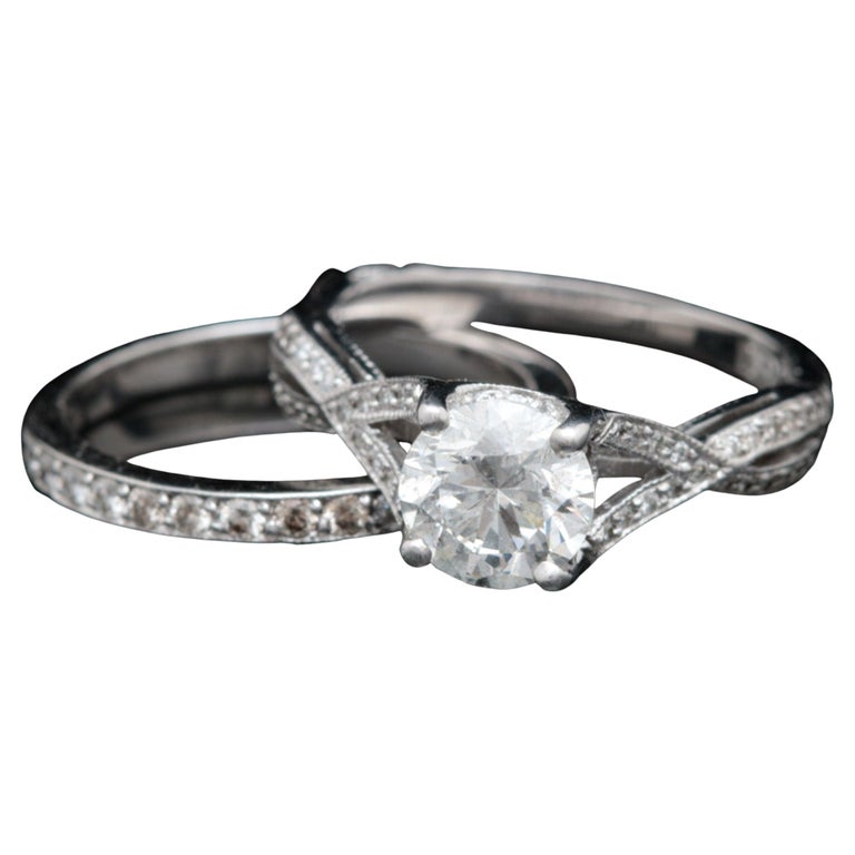 Customizable Minimalist Round Cut Diamond Engagement Ring Set Bridal