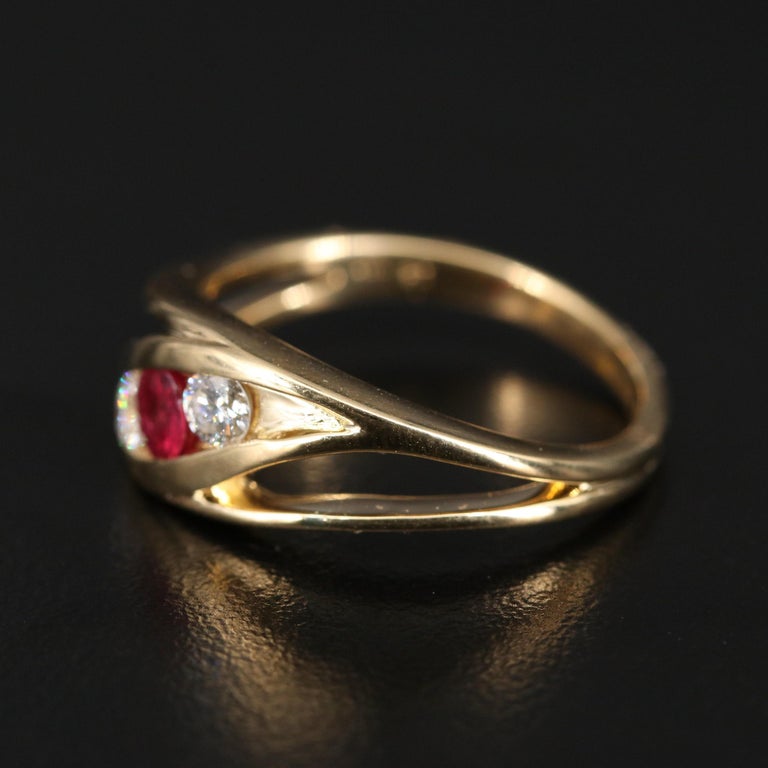 Customizable Minimalist Round Cut Ruby Diamond Engagement Ring ...