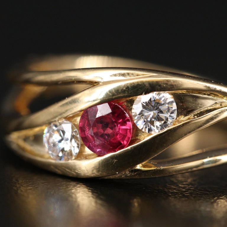 Customizable Minimalist Round Cut Ruby Diamond Engagement Ring ...