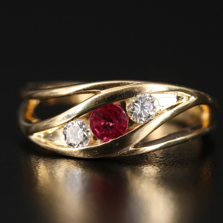 Customizable Minimalist Round Cut Ruby Diamond Engagement Ring ...