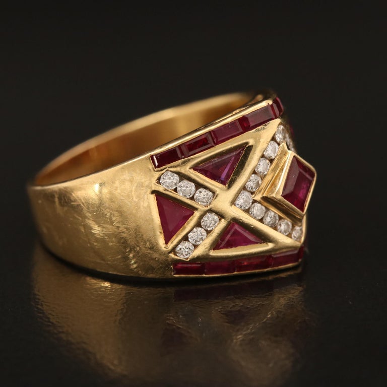 Customizable Minimalist Ruby Diamond Yellow Gold Fashion Ring, Ruby ...