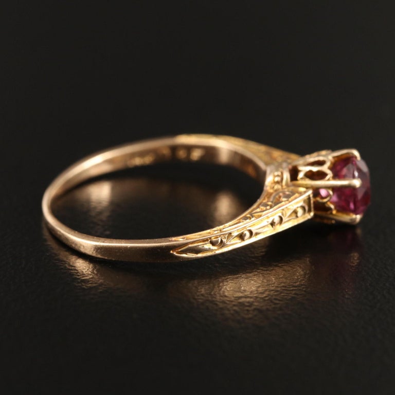 Customizable Minimalist Ruby Solitaire Engagement Ring, Unique 18K Gold ...