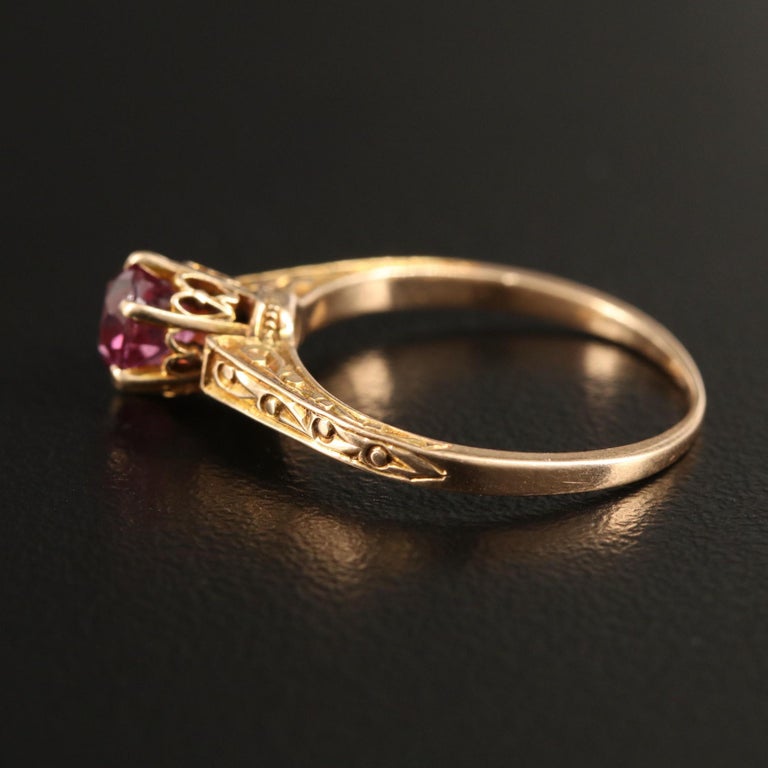 Customizable Minimalist Ruby Solitaire Engagement Ring, Unique 18K Gold ...