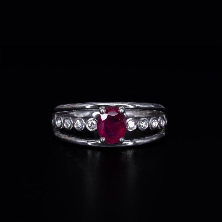 Customizable Minimalist Ruby Statement Ring, Classic Ruby Wedding Ring, Vintage For Sale at 1stDibs