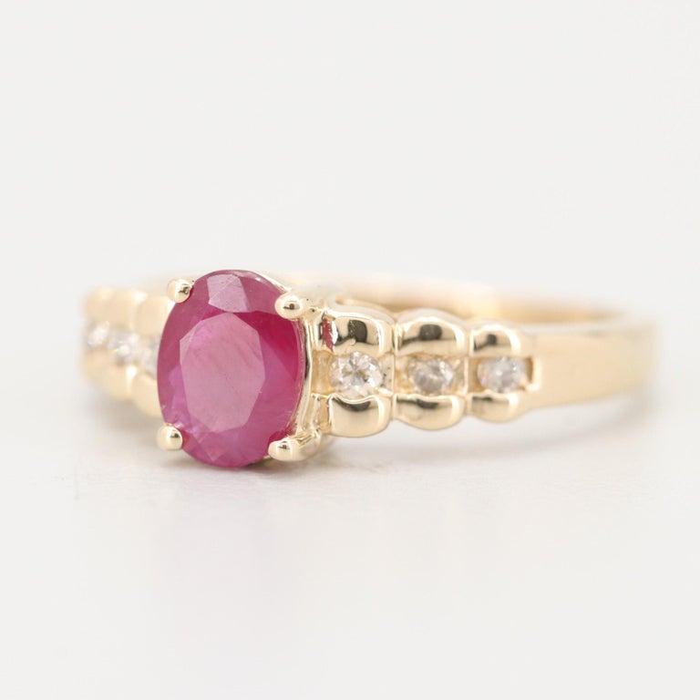 Customizable Minimalist Ruby Wedding Ring, 18K Yellow Gold Ruby ...