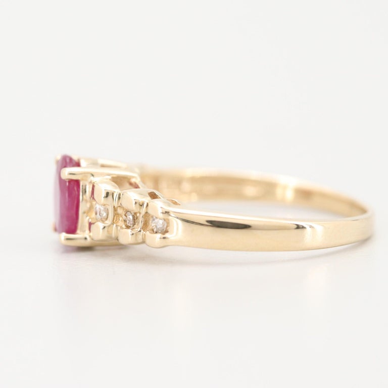 Customizable Minimalist Ruby Wedding Ring, 18K Yellow Gold Ruby ...