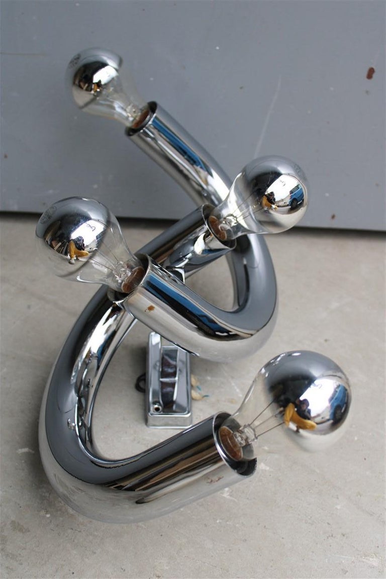 Minimalist Sculptural Stilux Tubular Steel Wall Lamp 1970s Silver ...