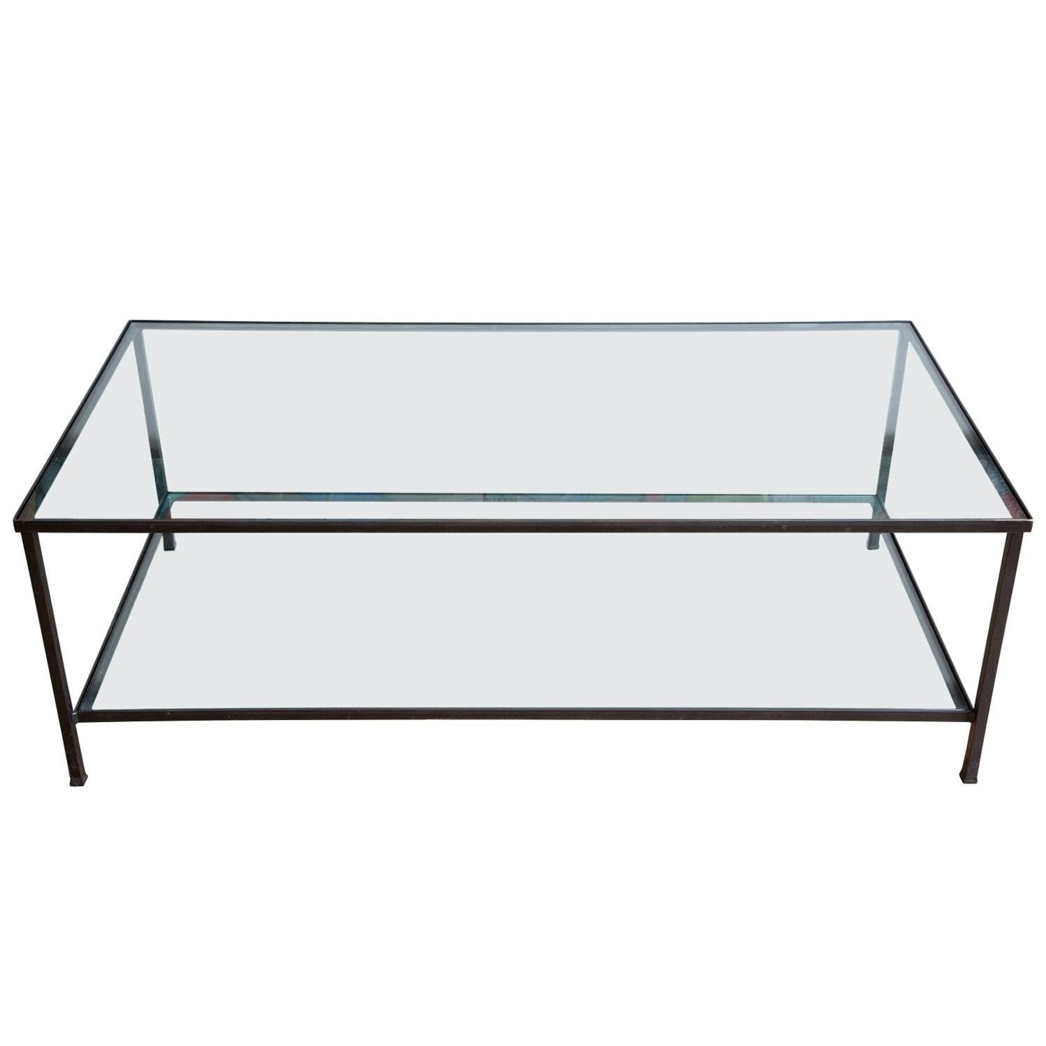 Minimalist Two-Tier Glass Top Coffee Table, USA, 1970 at 1stDibs