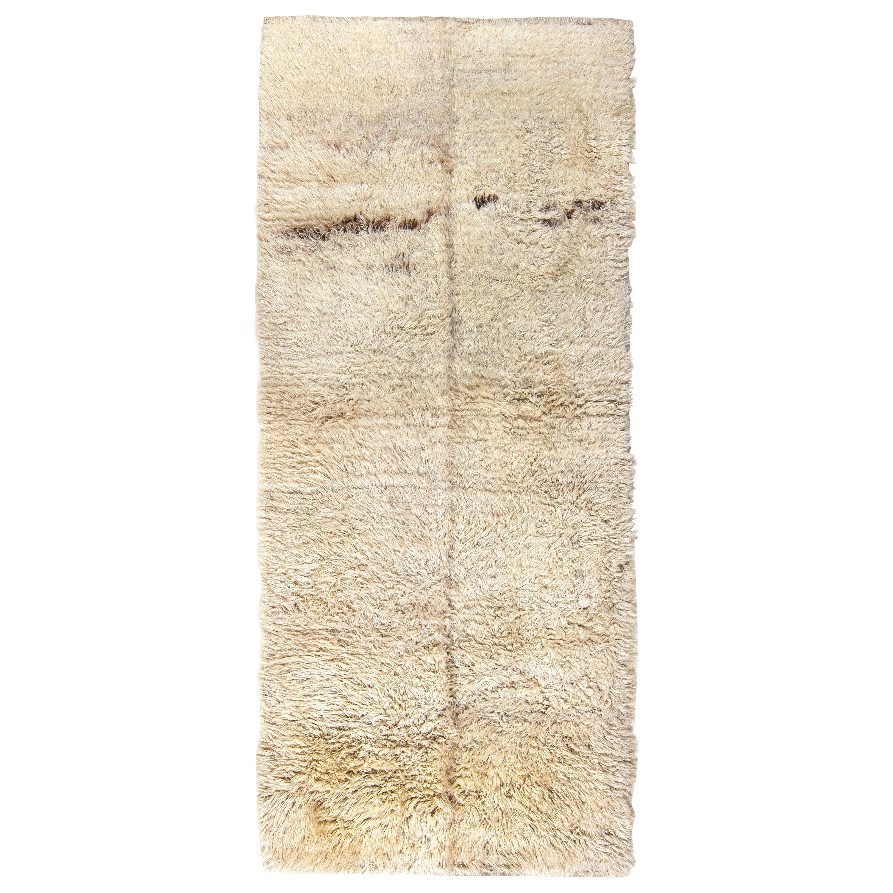 3.7x8.4 Minimalist Mid-Century "Shepherd's Tulu" Rug. 100% Natural ...