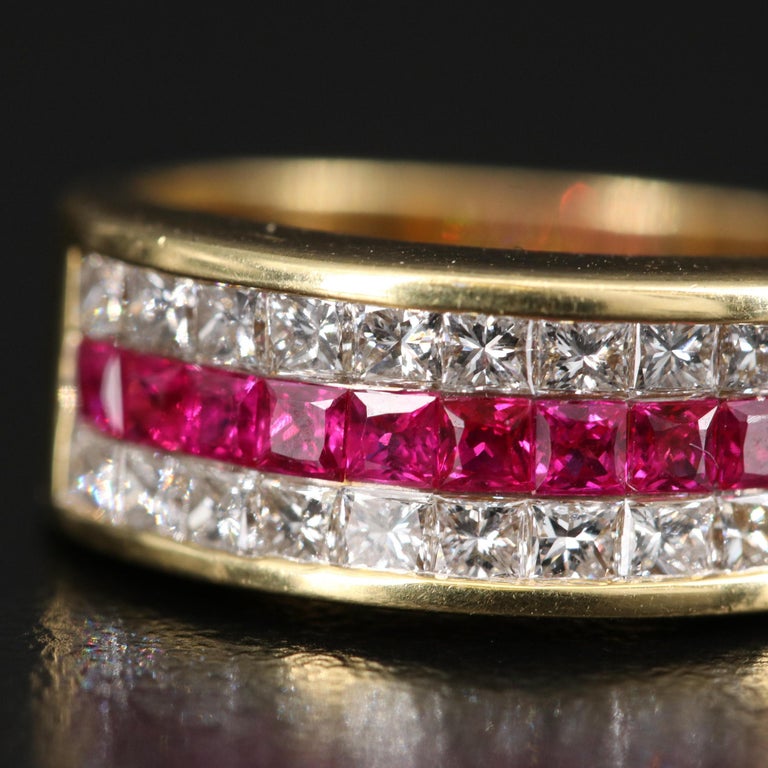Customizable Minimalist Vintage Ruby Yellow Gold Wedding Band, Ruby ...