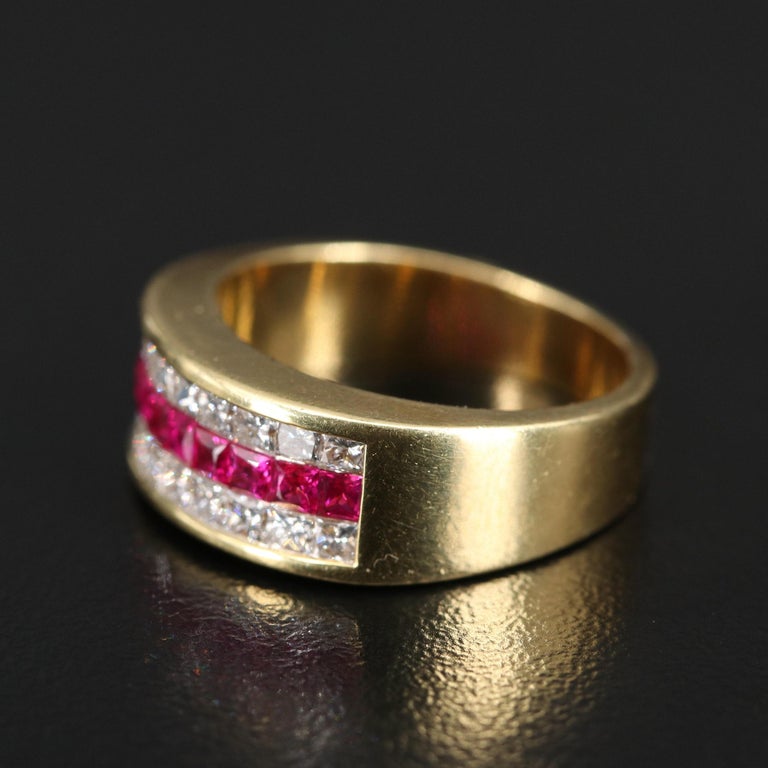 Customizable Minimalist Vintage Ruby Yellow Gold Wedding Band, Ruby ...