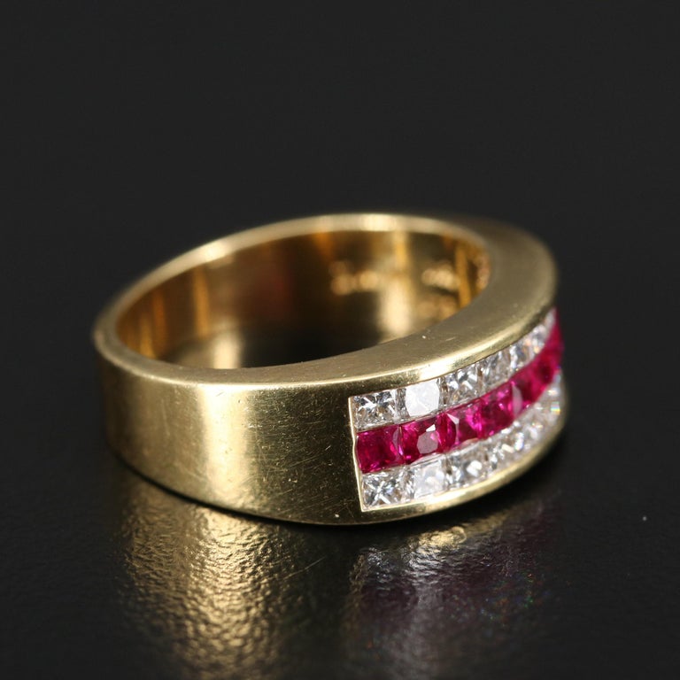 Customizable Minimalist Vintage Ruby Yellow Gold Wedding Band, Ruby ...