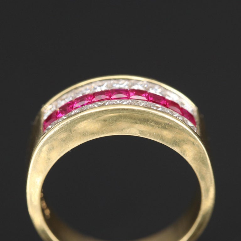 Customizable Minimalist Vintage Ruby Yellow Gold Wedding Band, Ruby ...