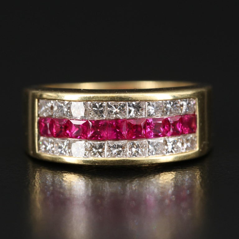 Customizable Minimalist Vintage Ruby Yellow Gold Wedding Band, Ruby ...