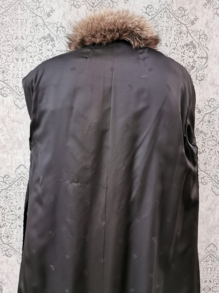 Mink fur coat with silver fox fur trim size 4-6 For Sale at 1stDibs