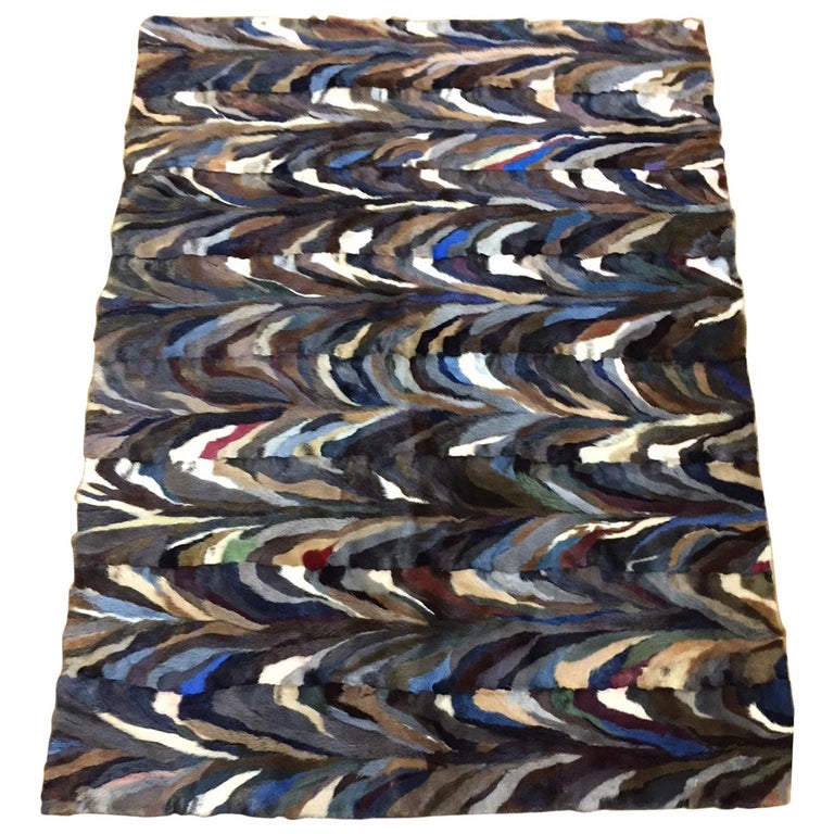 Mink Patch Work Multicolored Throw at 1stDibs