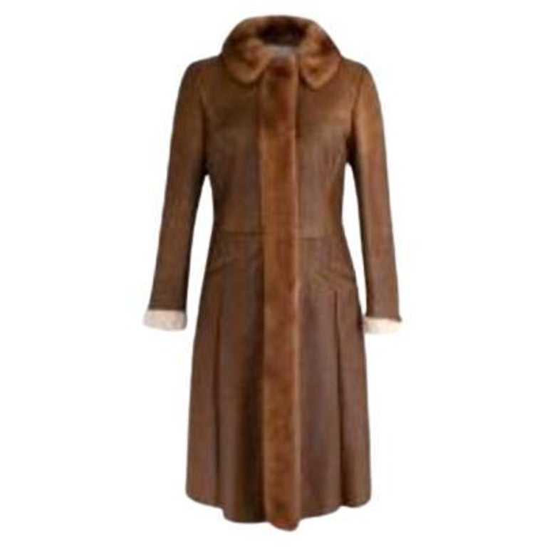 Mink Trimmed Tan Leather Coat For Sale at 1stDibs
