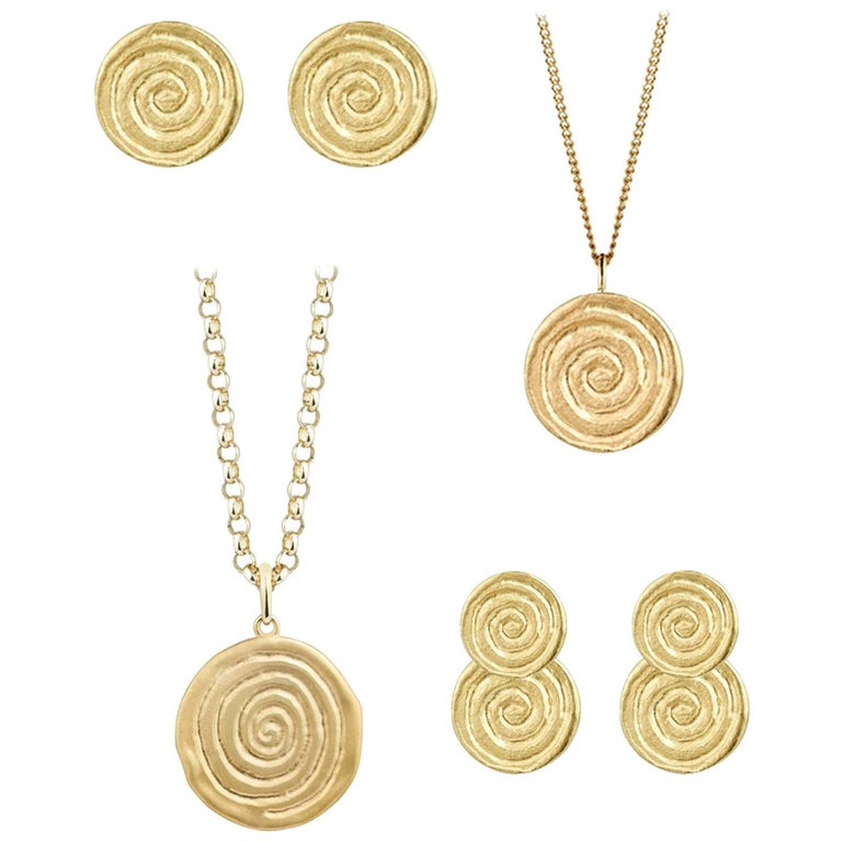 Infinity Spiral Collection 4-Piece Jewelry Suite - Gold Necklace and ...