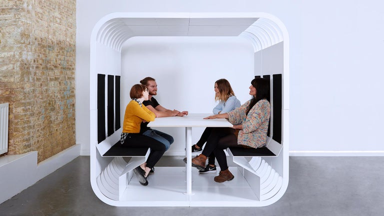 Modern Meeting Pod in Stainless Steel and Birch Plywood For Sale at ...