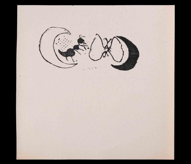 Mino Maccari - The Ant and The Butterfly - Linocut by Mino Maccari ...