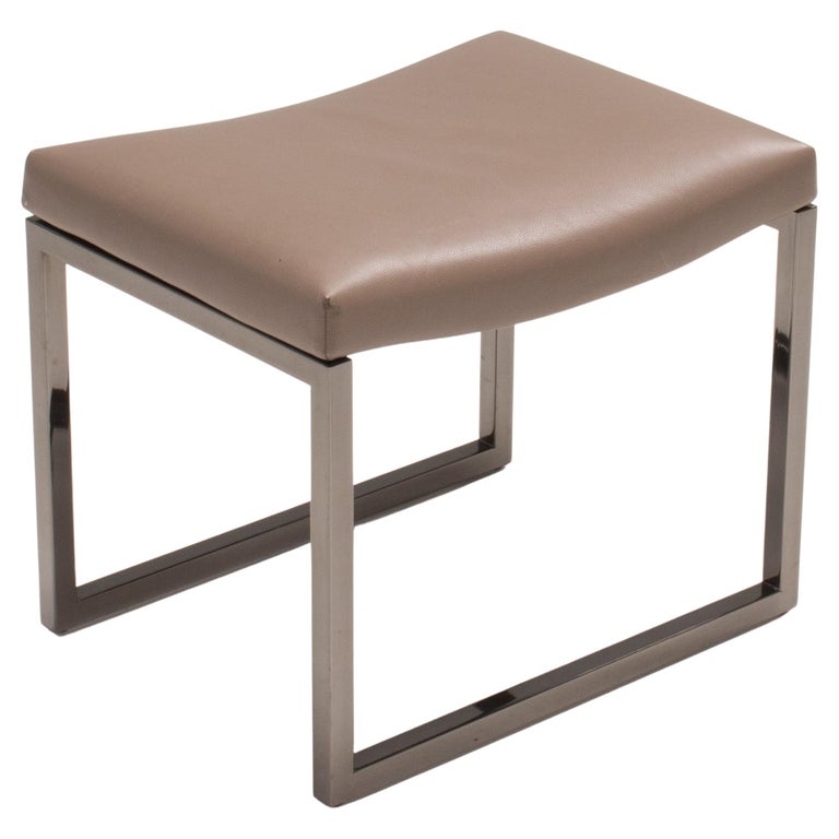 Minotti by Gordon Guillaumier Monge Grey Leather Stool at 1stDibs