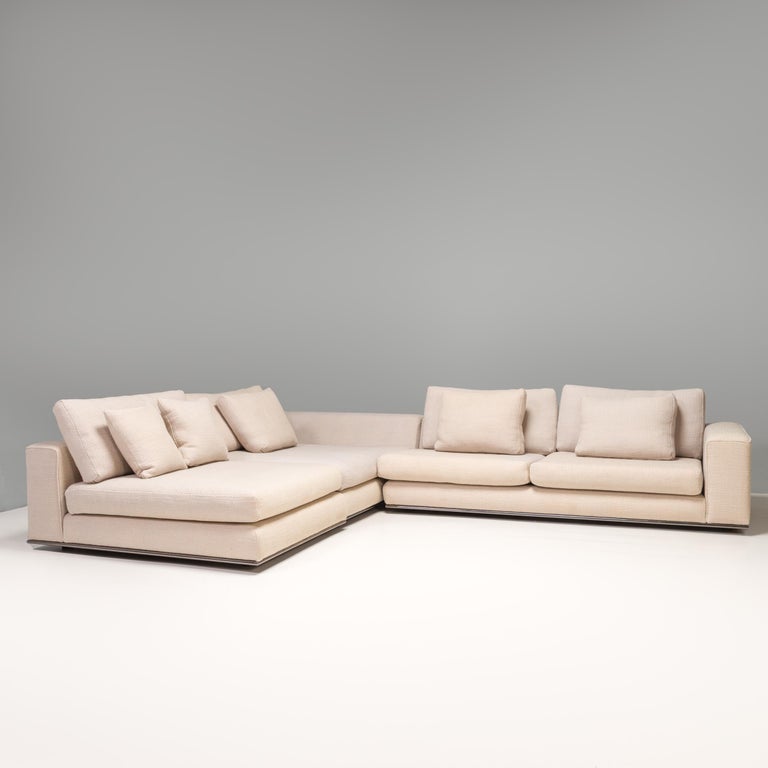 Minotti by Rodolfo Dordoni Beige Boucle Andersen Line Corner Modular Sofa For Sale at 1stDibs