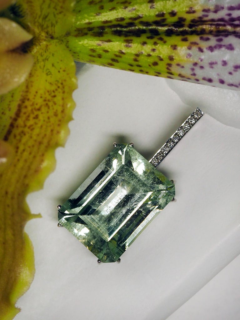 Mint Emerald Diamond Necklace Beryl white gold Green Gemstone Pendant ...