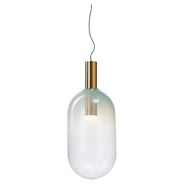 Mint / Gold Blown Crystal Glass Pendant, Phenomena by Dechem Studio for ...