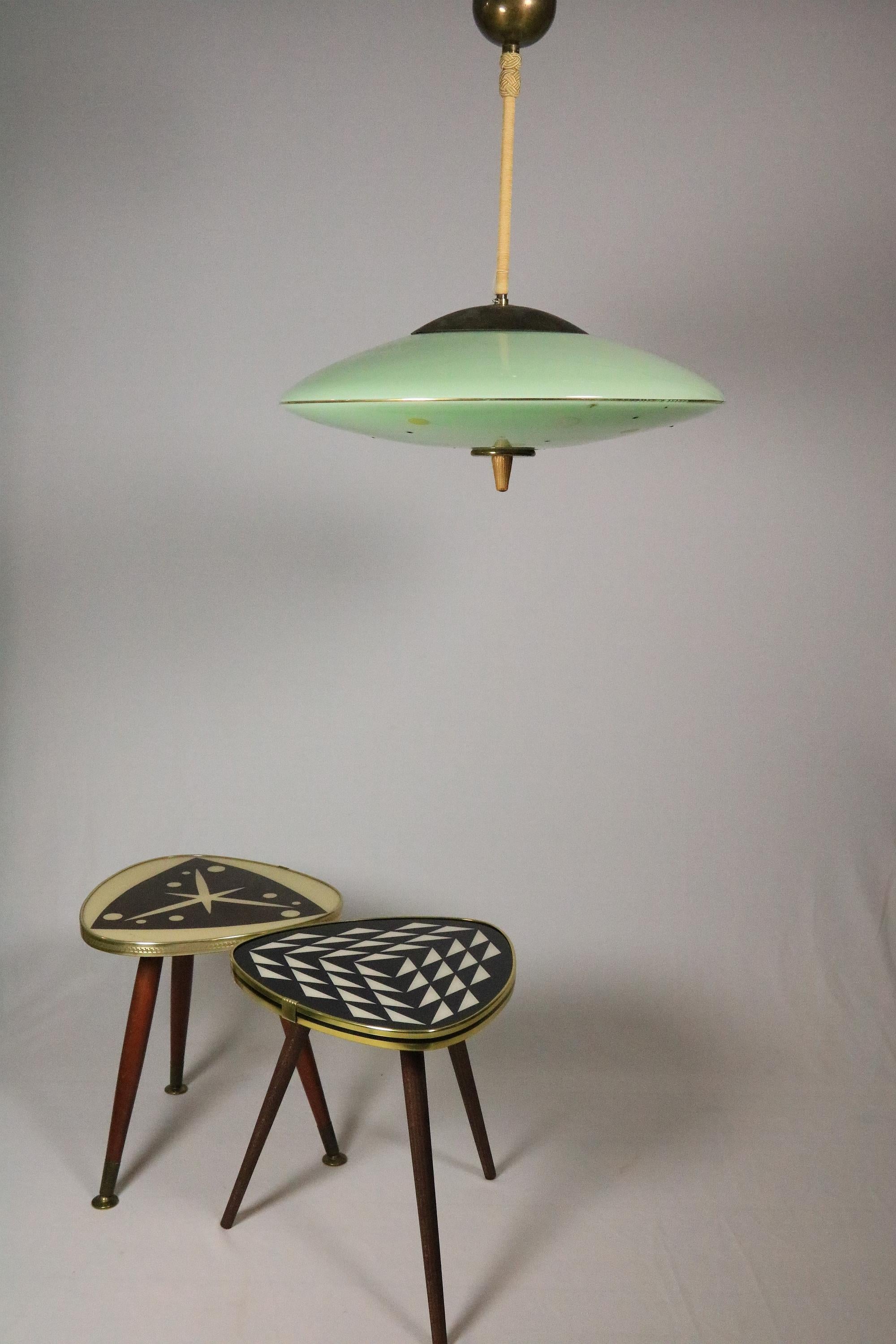 Mint Green Glass Pendant Lamp from the 1950s For Sale at 1stDibs