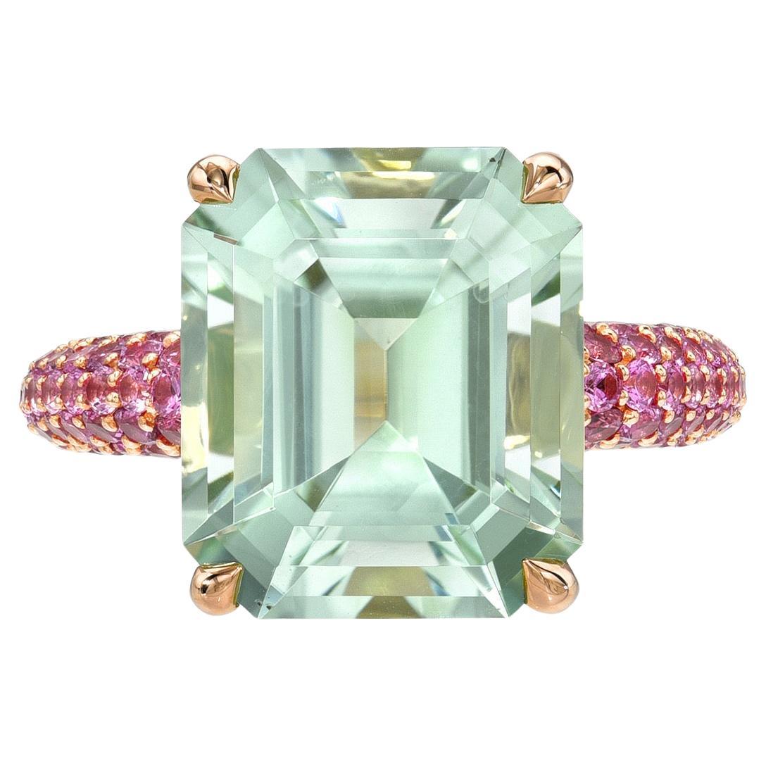 Mint Green Tourmaline Ring 7.70 Carat Emerald Cut For Sale at 1stDibs