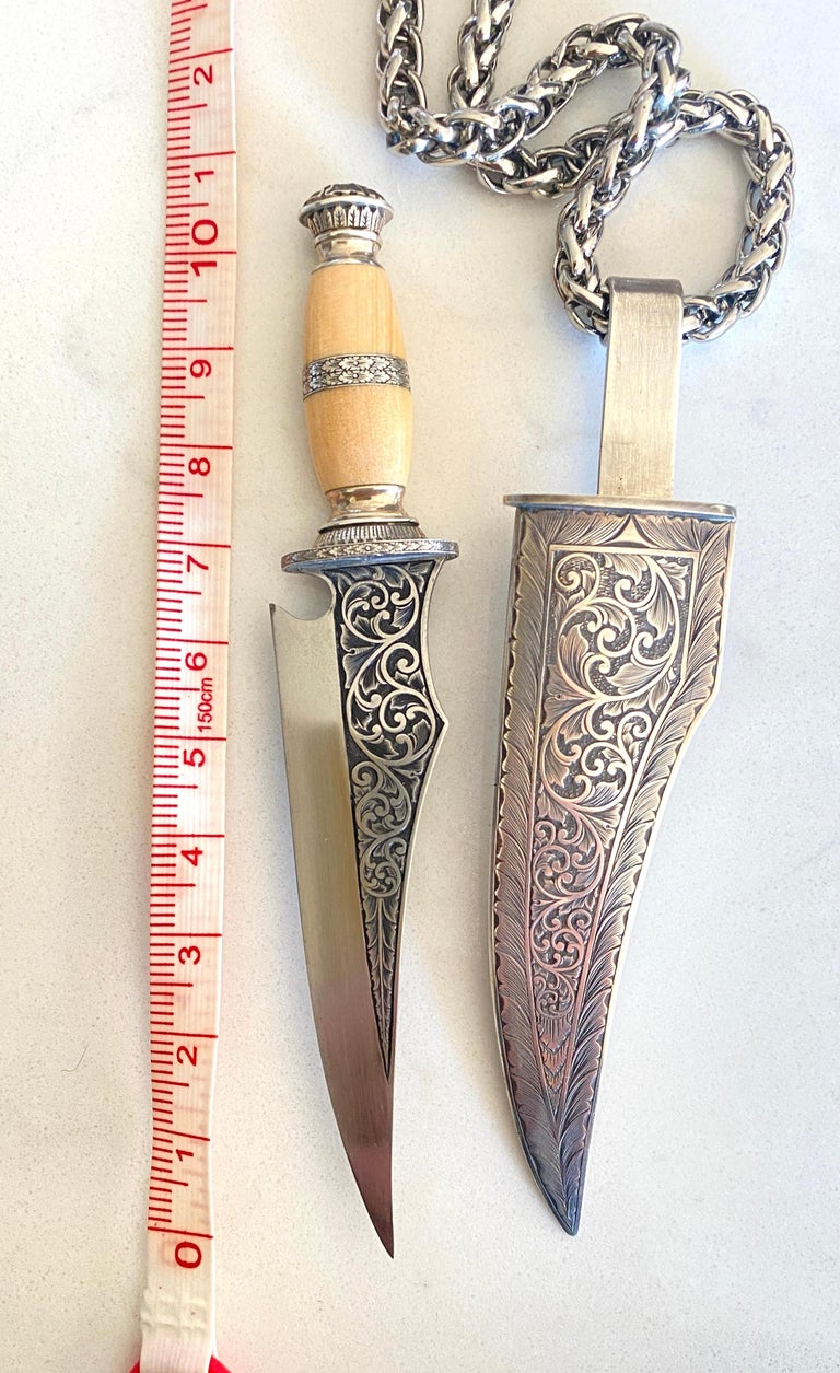 Mint, Miniature Bowie Knife with Sterling Silver Sheath by Jim ...