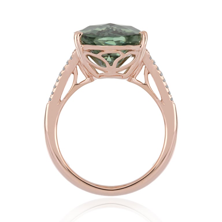 Customizable Mint Quartz and Diamond Ring 14 Karat Rose Gold For Sale ...