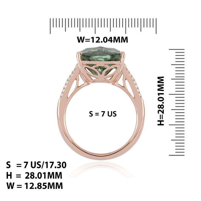 Customizable Mint Quartz and Diamond Ring 14 Karat Rose Gold For Sale ...