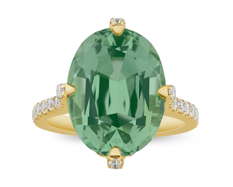 Mint Tourmaline Ring, 9.96 Carats For Sale at 1stDibs